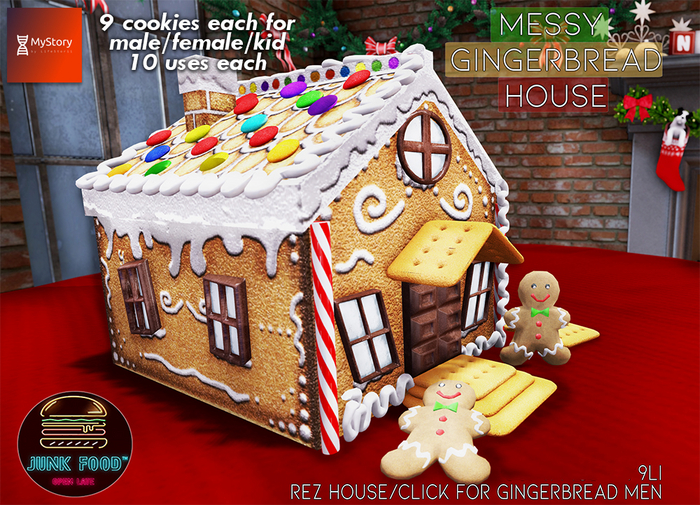 Second Life Marketplace - Junk Food - Messy Gingerbread House (MyStory)