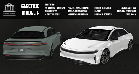 Second Life Marketplace - Olympus Motors | Electric Model F [in 46+ colors]