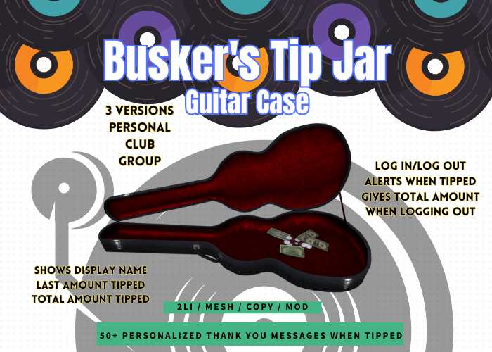 Second Life Marketplace - *uC* Busking Guitar Case Tip Jar 50 ...