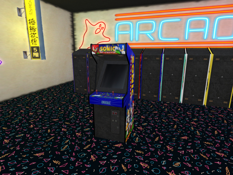 Second Life Marketplace - Playable Arcade Cabinet - "Fast Blue Hedgehog"