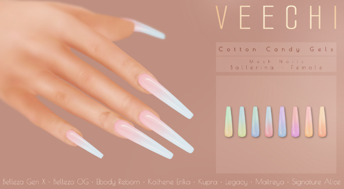 Second Life Marketplace - Veechi - Cotton Candy Gels // Ballerina ...