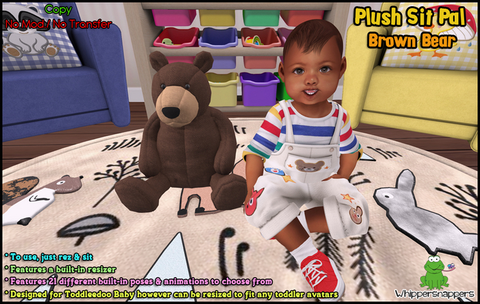 Second Life Marketplace - ! Whippersnappers ! - Plush bear sit pal