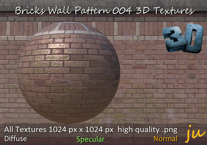 Second Life Marketplace - JU Bricks Wall Pattern 004-EX 3D Textures Full Perm