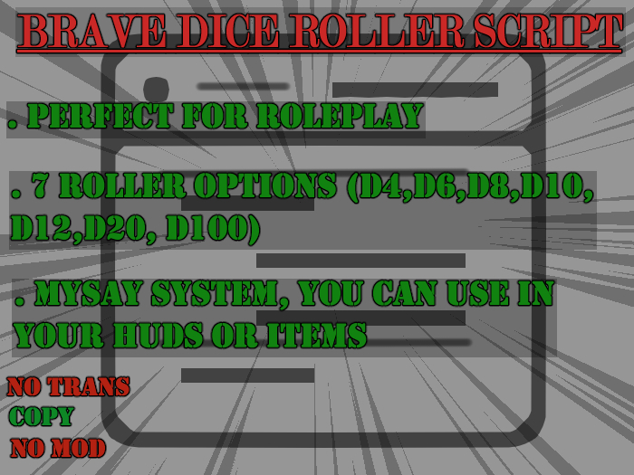 Second Life Marketplace - BRAVE DICE ROLLERHUD