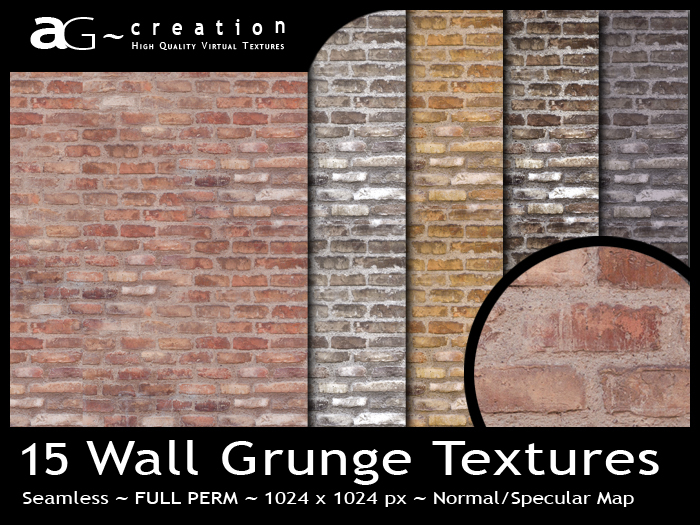 Second Life Marketplace - ~AG~ Creation ~ Wall Grunge Textures Full Perm