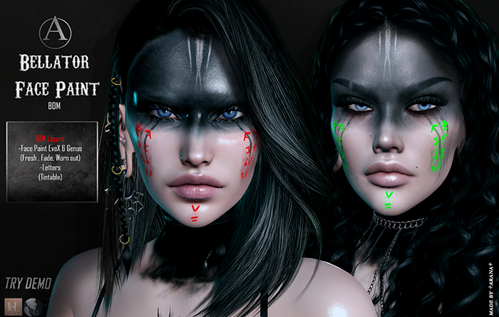 Second Life Marketplace - +ARANA+ Bellator Face Paint -EvoX + SLUV ...
