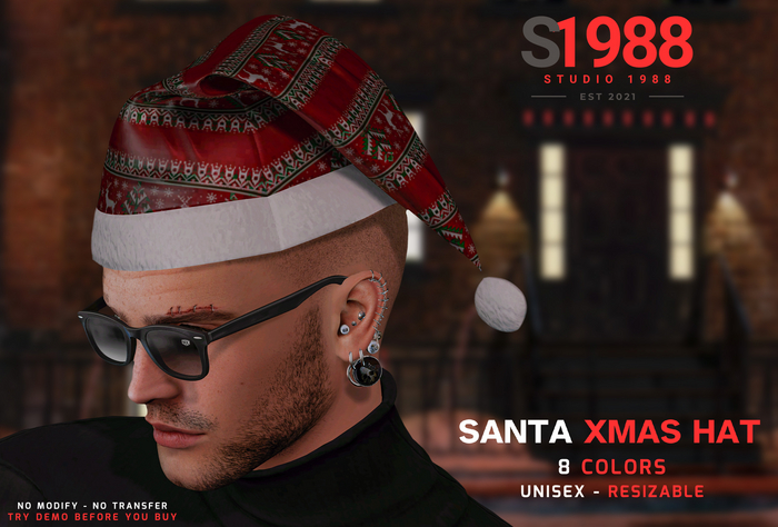 Second Life Marketplace - Studio 1988_Santa Xmas Hat Fatpack