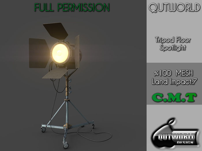 Second Life Marketplace - .::QUTWORLD Tripod Floor Spotlight::.FP