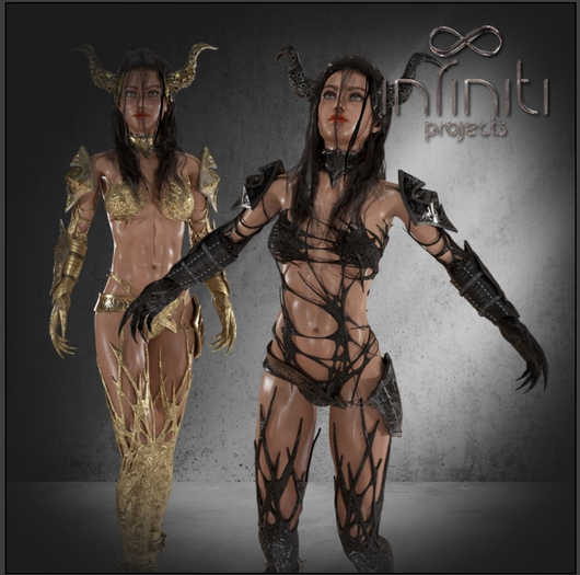 Second Life Marketplace - - INFINITI - Leviathan - Pauldrons - Black - Hourglass