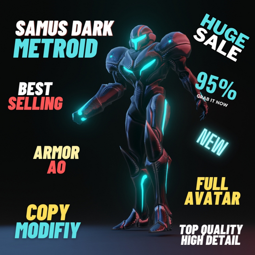 Second Life Marketplace - Metroid Samus Dark Armor Avatar Bundle ON SALE!