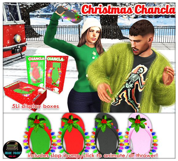 Second Life Marketplace - Junk Food - Christmas Chancla (Red)