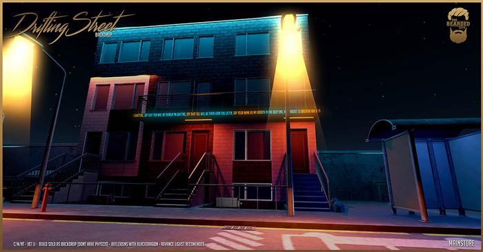 Second Life Marketplace - Drifting Street V1 Backdrop - The Bearded Guy