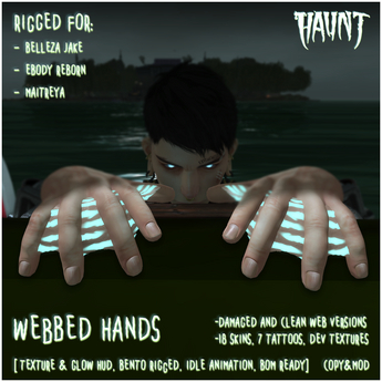 Second Life Marketplace - HAUNT - Webbed Hands - DEMO