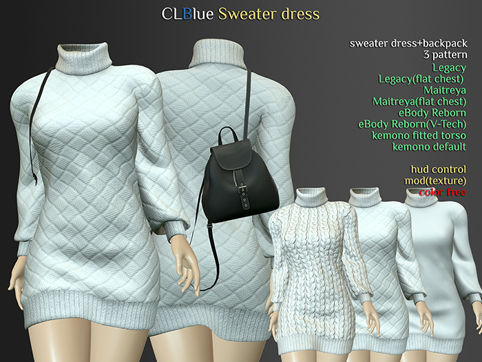 Second Life Marketplace - CLBlue-Sweater dress