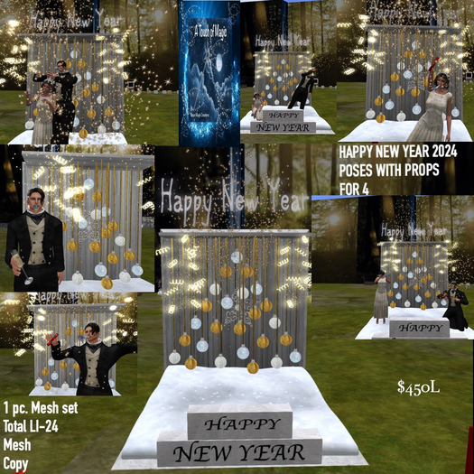 Second Life Marketplace - Happy New Year 2024 Poses for 4 Box LI=24