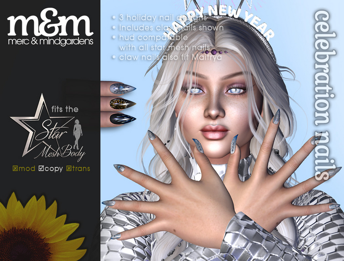Second Life Marketplace - Celebration Claw Nails for Star Mesh Body or ...