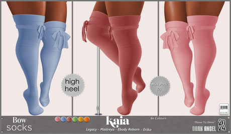 Second Life Marketplace - Dark Angel : Kaia Bow Socks - Mini Pack [2 ...