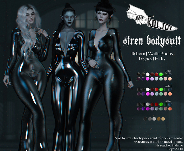 Second Life Marketplace - KILLJOY Siren Bodysuit (Latex) COMPLETE