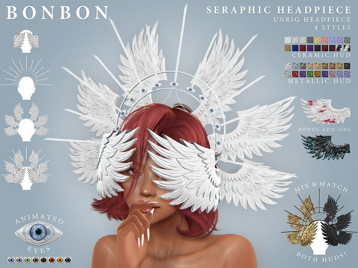 Second Life Marketplace - bonbon - seraphic headpiece (metallic) / unrigged