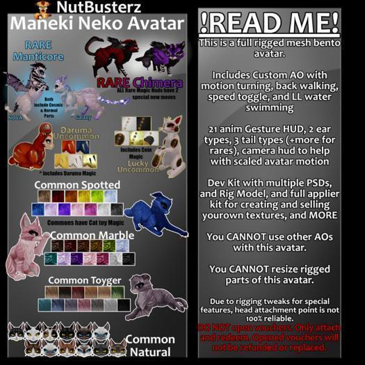 Second Life Marketplace - {NB} Maneki Neko Avatar Manticore GALAXY RARE ...