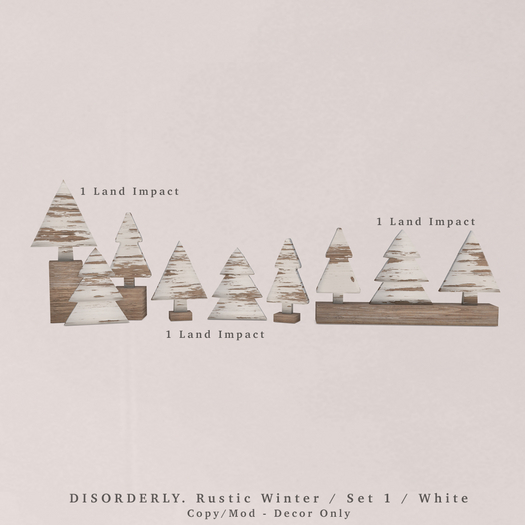 Second Life Marketplace - DISORDERLY. / Rustic Winter / Set 1 / White