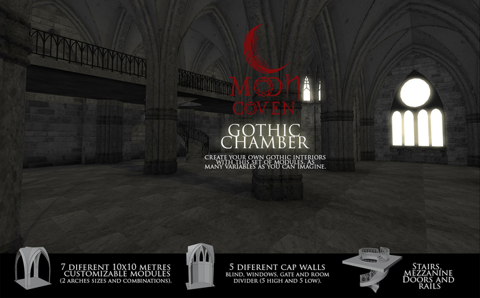 Second Life Marketplace - Moon Coven: Goth Corridor - Building Set