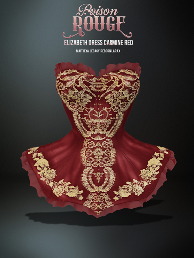 Second Life Marketplace - POISON ROUGE Elizabeth Dress Carmine Red