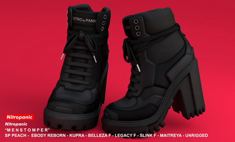 Second Life Marketplace - NitroPanic_MENSTOMPER BLACK (ADD TO WEAR)