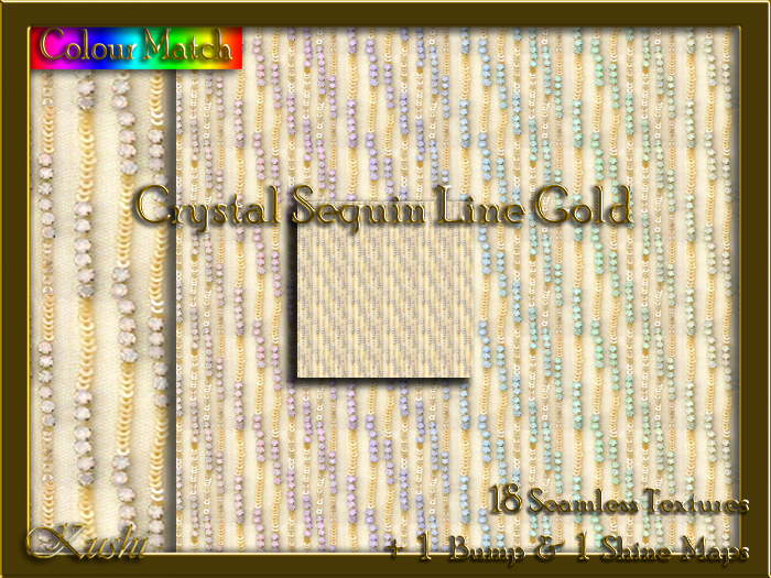 Second Life Marketplace - Crystal Sequin Line Gold Seamless Texture Pack