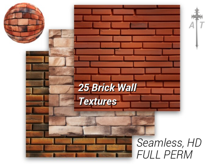 Second Life Marketplace - [AT] 25 Seamless Brick Wall Textures (FULL PERM)