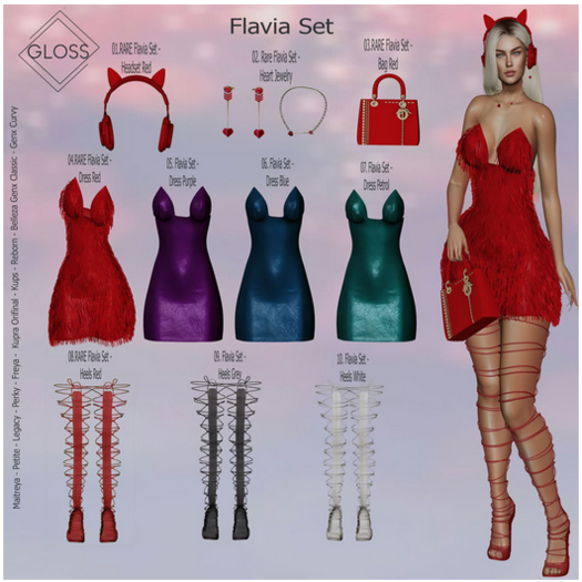 Second Life Marketplace - 08.RARE Flavia Set - Heels Red - Gloss