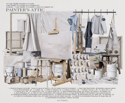 Second Life Marketplace - 11. Nutmeg. Painter's Attic Canvas Stack