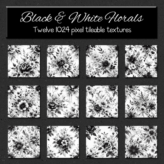 Second Life Marketplace - *Wallflowers* Black & White Florals