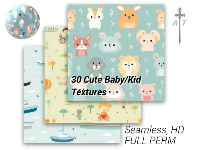 Second Life Marketplace - [AT] 30 Seamless Cute Baby/Kid Textures (FULL ...