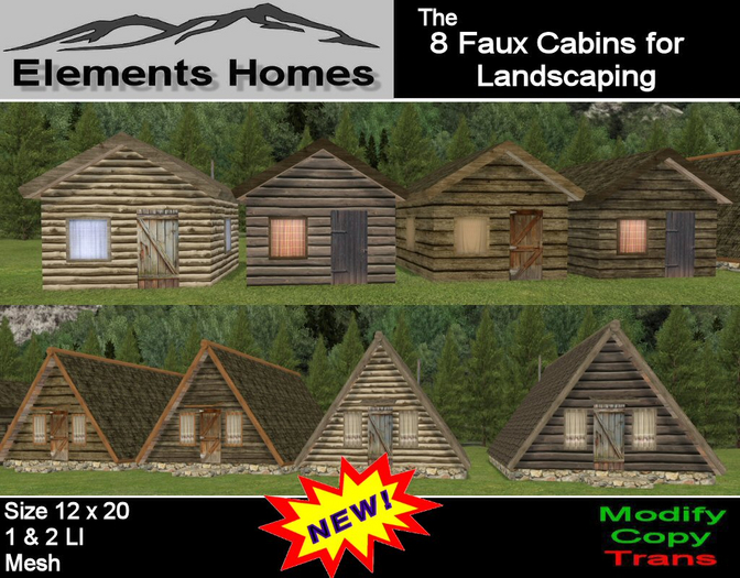 Second Life Marketplace - Faux Cabins for Landscaping