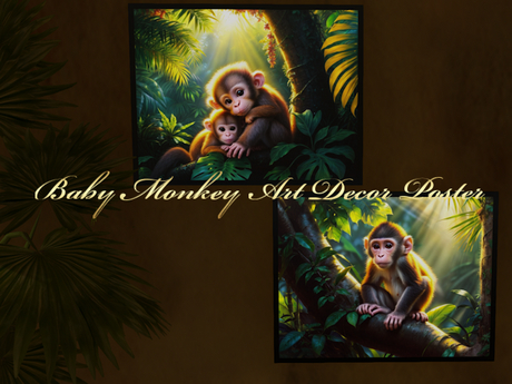 Second Life Marketplace - Baby Monkey Art Decor Poster-monkey art-full ...