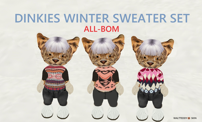 Second Life Marketplace - 2024 Dinkies Winter Sweater Set ALL-BOM ...