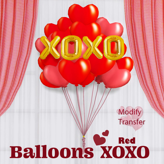 Second Life Marketplace - Valentine's day Balloons XOXO Red