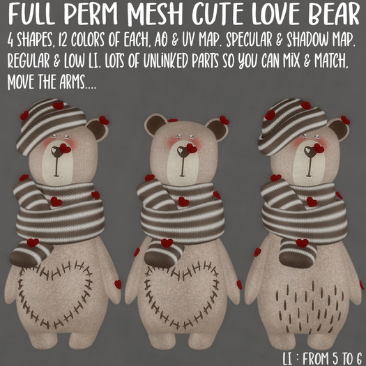 Second Life Marketplace - * Full perm Mesh * Cute Love Bear
