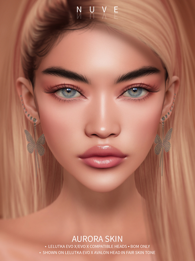 Second Life Marketplace - Nuve. Aurora Velour skin DEMO - Lelutka Evo X