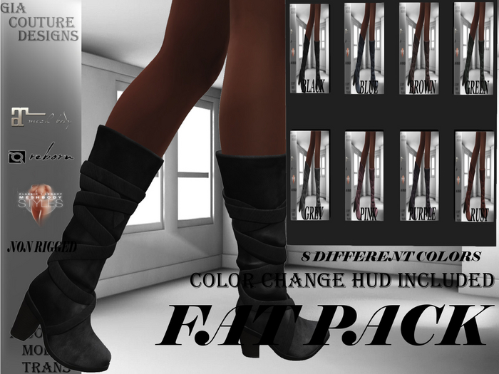 Second Life Marketplace - "GCD" Hunter Leather Boots FAT PACK