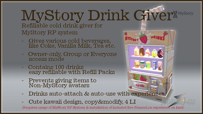 Second Life Marketplace - .:::NamenLos:::. MyStory Drinks Giver
