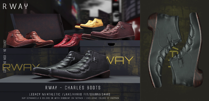 Second Life Marketplace - RWAY - Charles Boots Charcoal