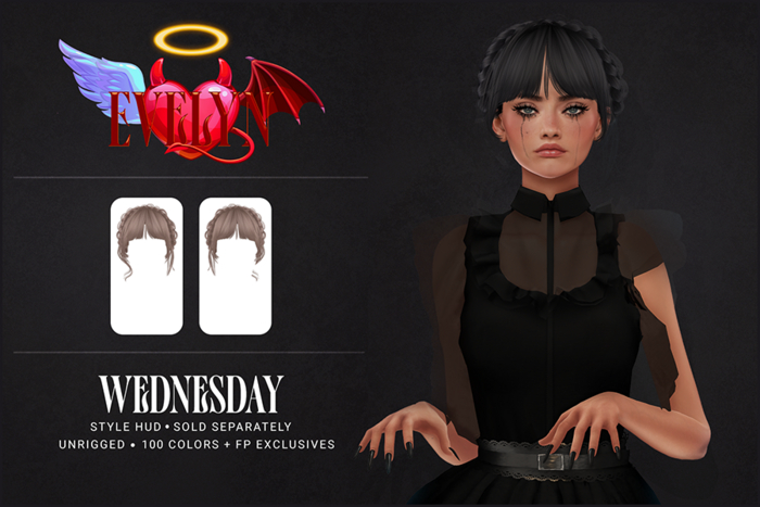 Second Life Marketplace - [Evelyn] Wednesday Hairstyle (Color Pack)