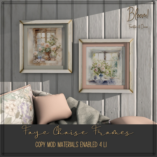 Second Life Marketplace - Bloom! - Faye Chaise Frames (ADD)