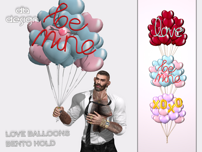 Second Life Marketplace - ::db:: BE MINE Balloons blue-rose (add)