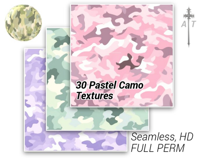 Second Life Marketplace - [AT] 30 Seamless Pastel Camo Textures (FULL PERM)