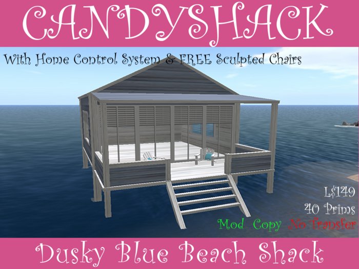 Second Life Marketplace - Candyshack Dusky Blue Beach Shack