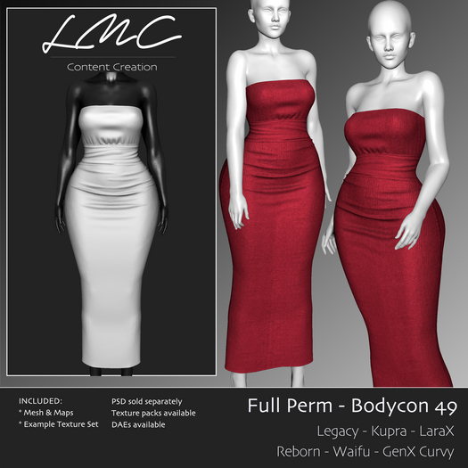 Second Life Marketplace - DEMO - LMC Mesh - Bodycon 49 - Tube Top Dress ...