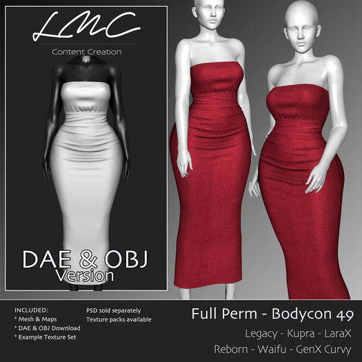 Second Life Marketplace - DAE - LMC Mesh - Bodycon 49 - DAE - Tube Top ...